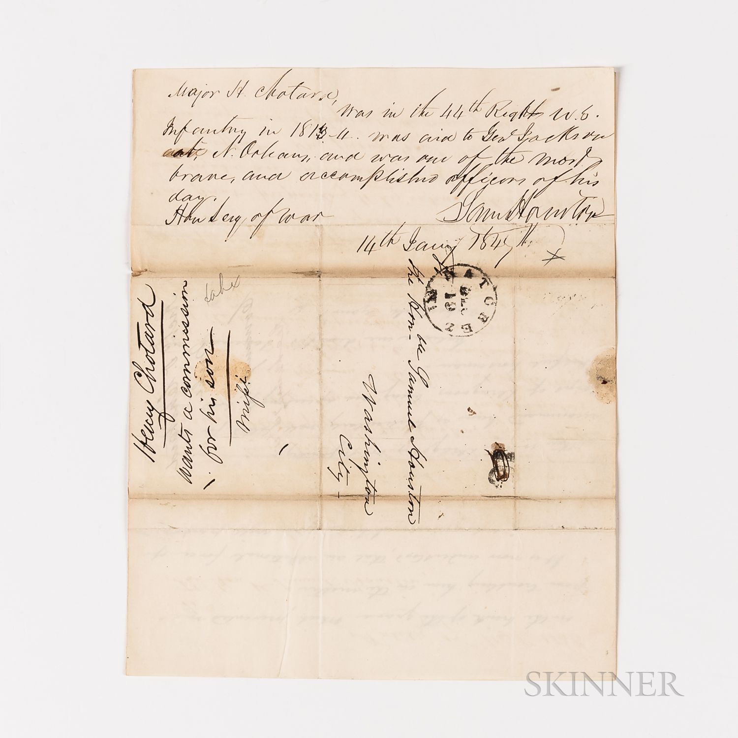 Sold at auction Chotard, Henry Autograph Letter Signed with Sam Houston ...