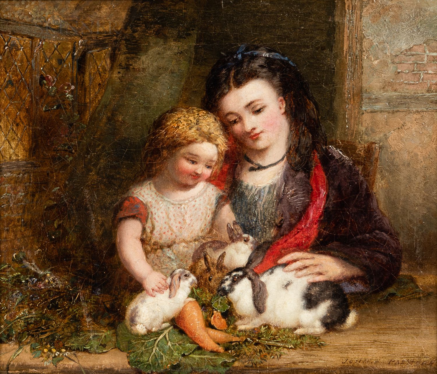 Sold at auction British School, 19th Century Woman and a Girl Playing ...