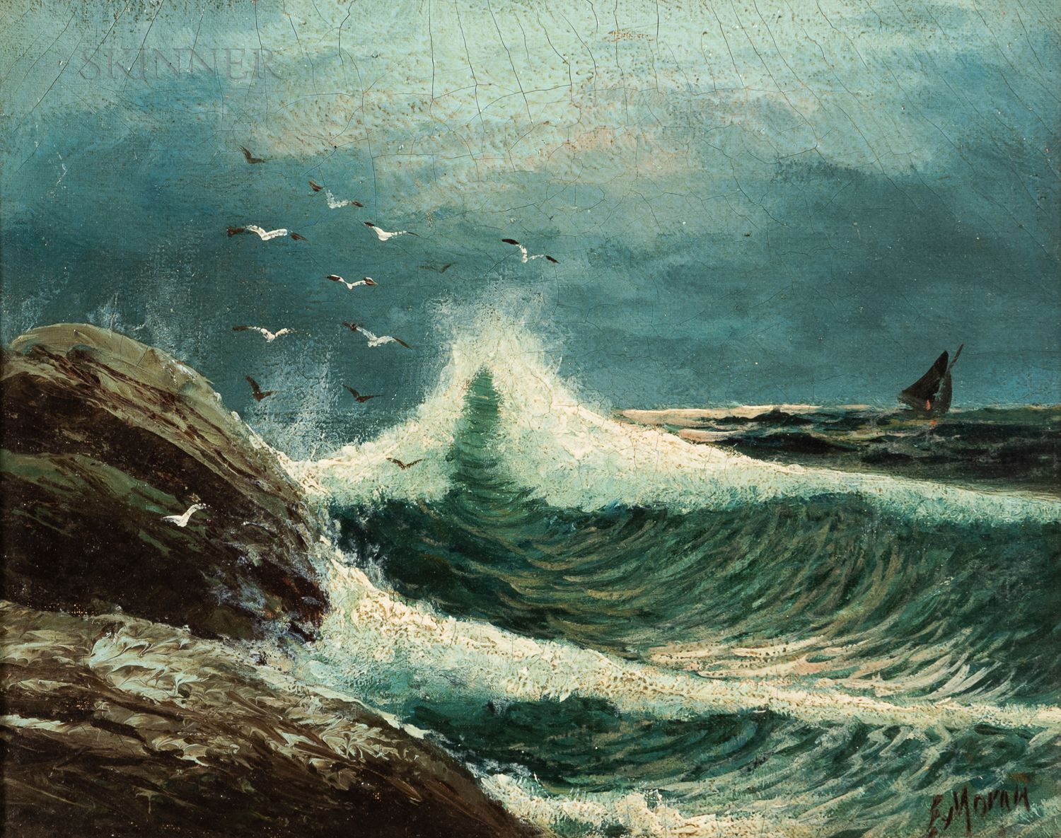 Sold at auction Edward Moran (American, 1829-1901) Seascape. Auction ...
