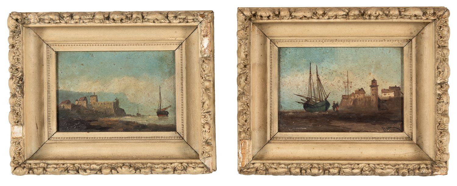 Sold at auction European School, 19th Century Two Small Harbor Views ...