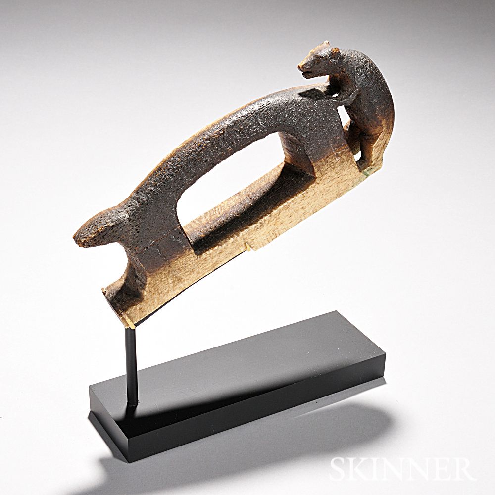 Sold at auction Quinalt/Makah Carved Whale Bone Adze Handle Auction ...