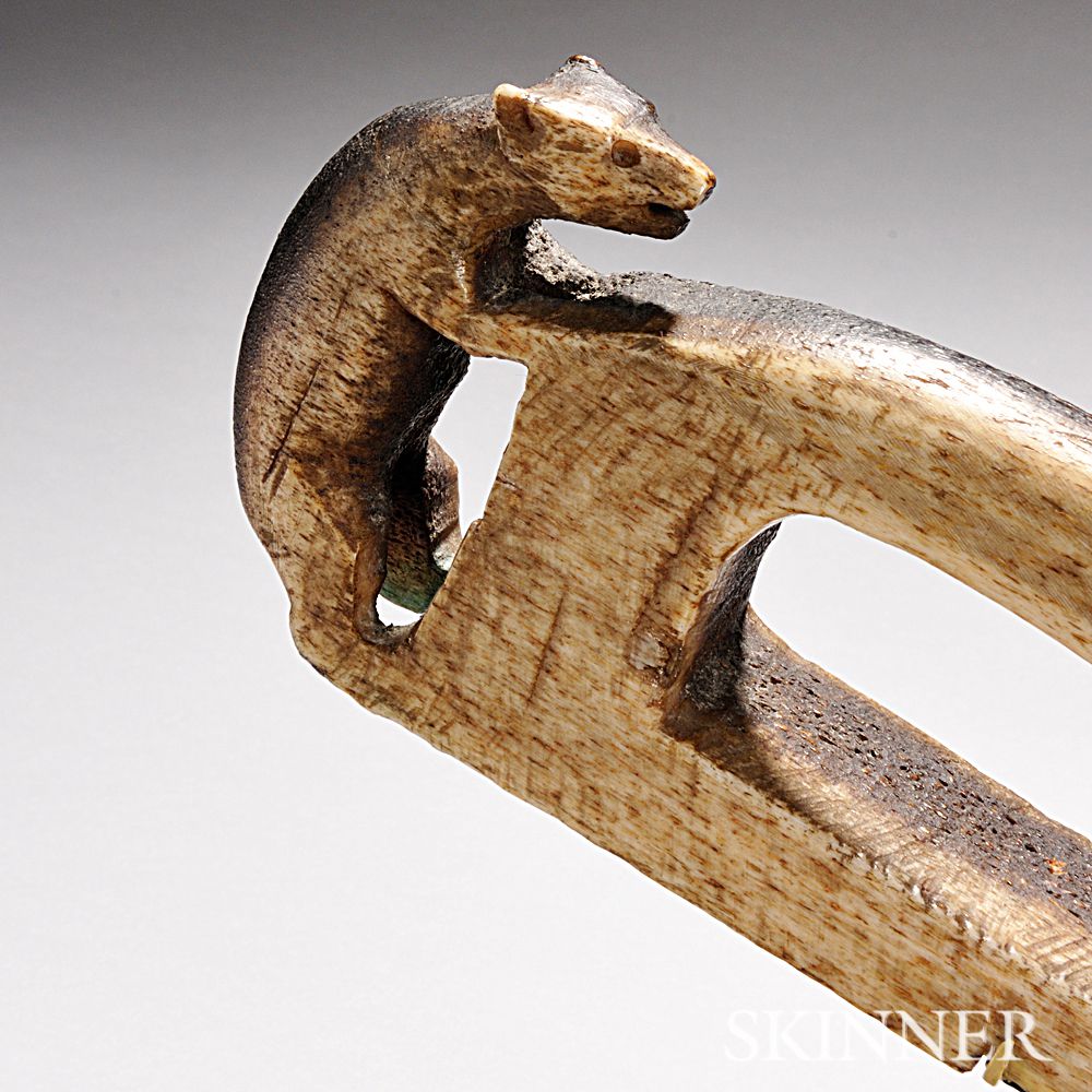 Sold at auction Quinalt/Makah Carved Whale Bone Adze Handle Auction ...
