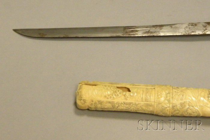 Sold at auction Japanese Carved Ivory Handled Sword and Scabbard ...