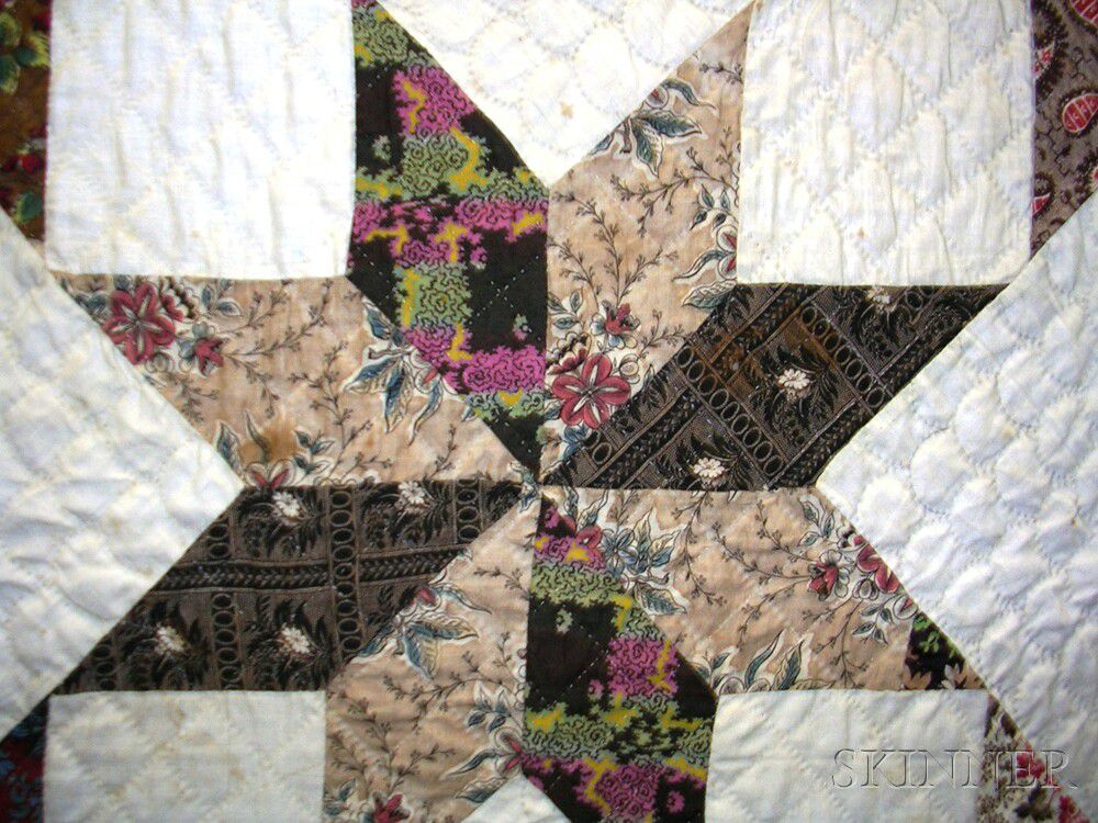 Sold at auction Pieced Chintz and Cotton Fabric Geometric Star ...