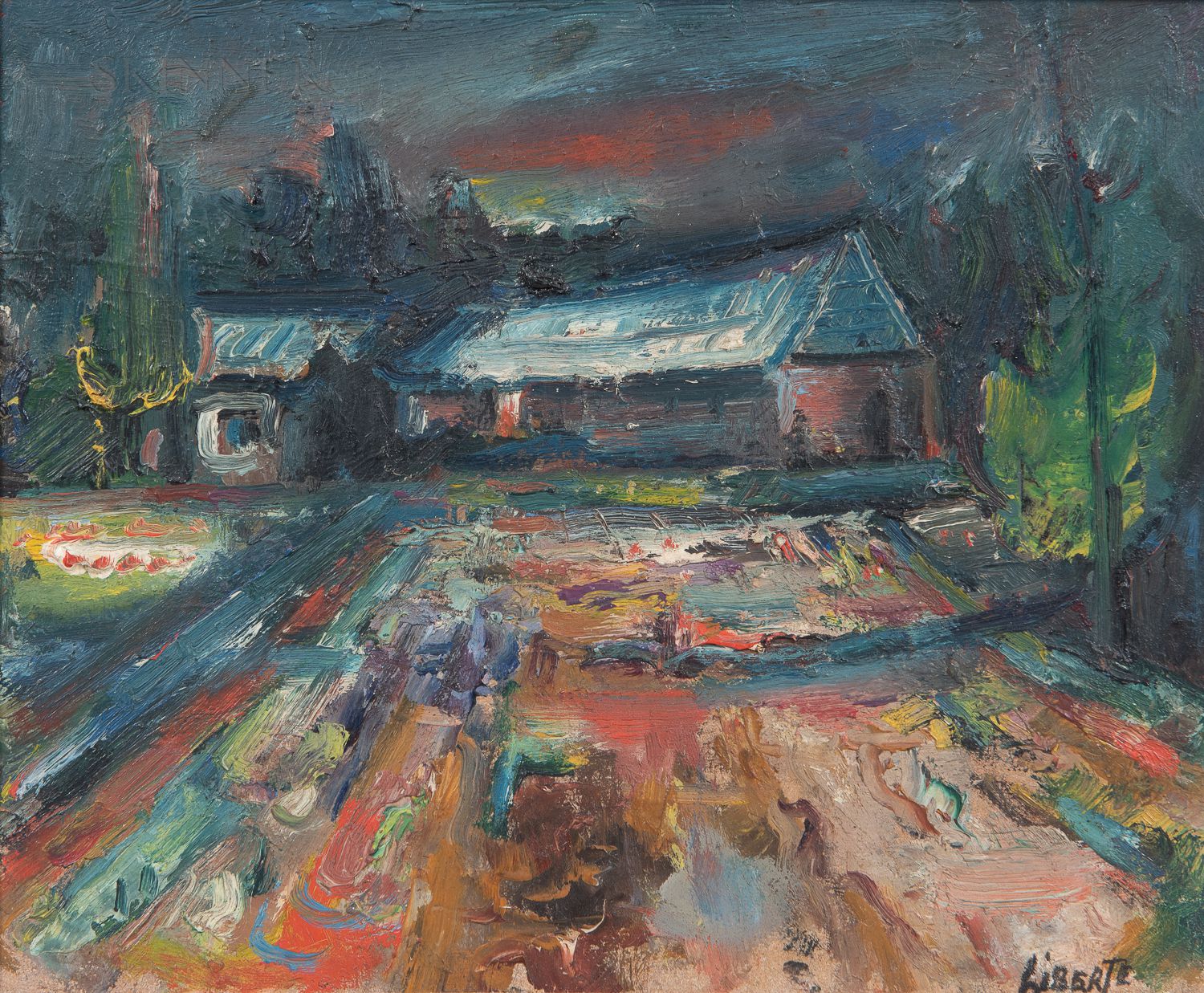 Jean Liberte (American, 1896-1965) Farm and Fields at Night. Auction ...