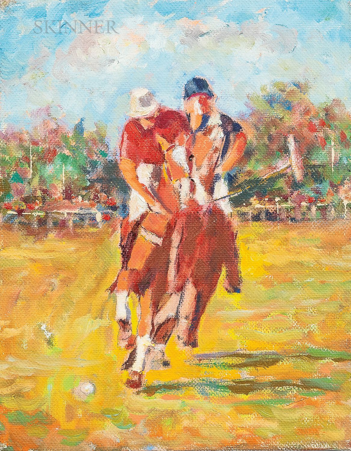 Edward Brodney (American, 1910-2002) Two Unframed Paintings: Polo Match ...