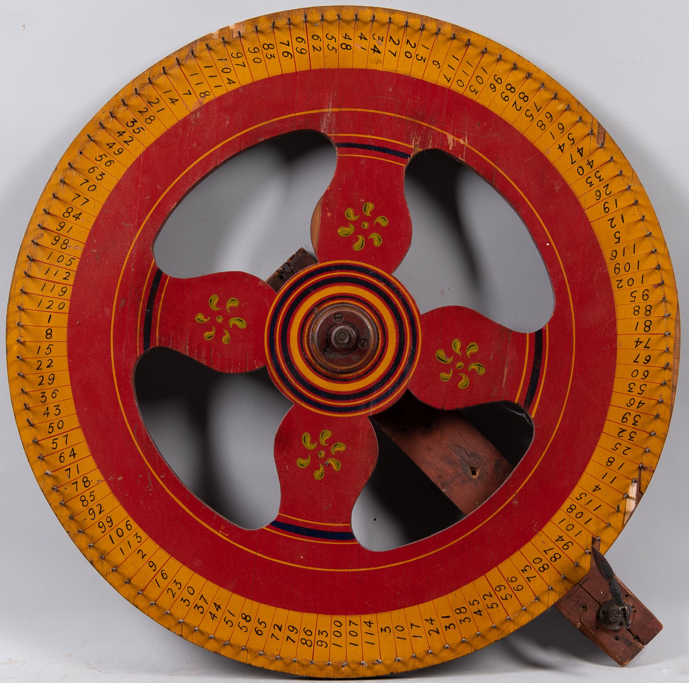 Sold at auction Red- and Yellow-painted Gaming Wheel Auction Number ...