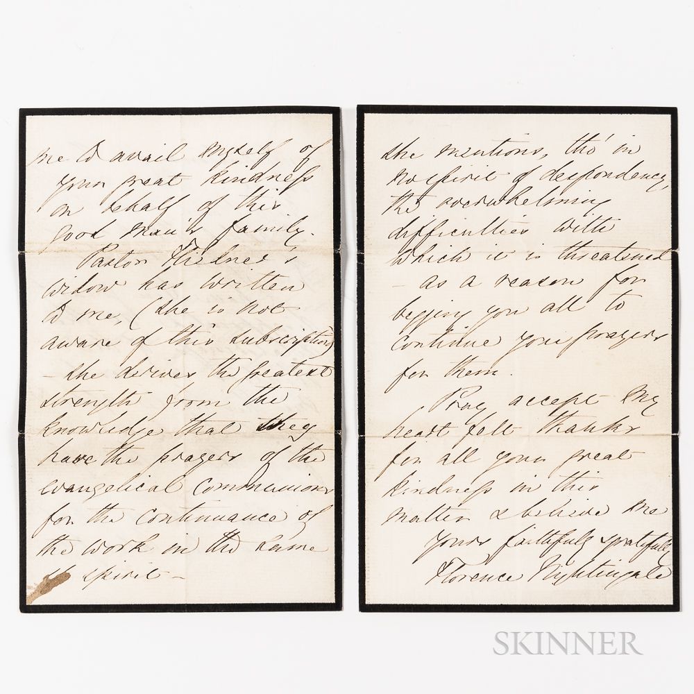 Sold at auction Nightingale, Florence (1820-1910) Autograph Letter ...