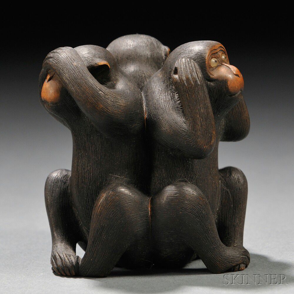 Sold at auction Wood Carving of the Three Wise Monkeys Auction Number ...