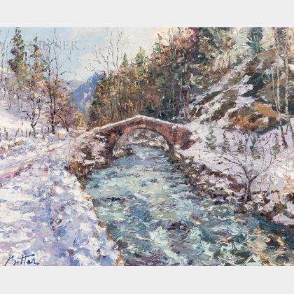 Sold at auction Pierre Bittar (French, b. 1934) Le Pont Roman en Haute ...