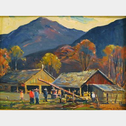 Sold at auction John F. Enser (American, 1898-1968) Stables in Autumn ...
