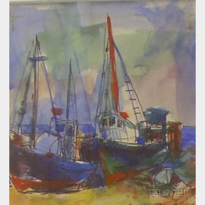 Sold at auction Framed Watercolor on Paper Depicting Boats, by Carl ...