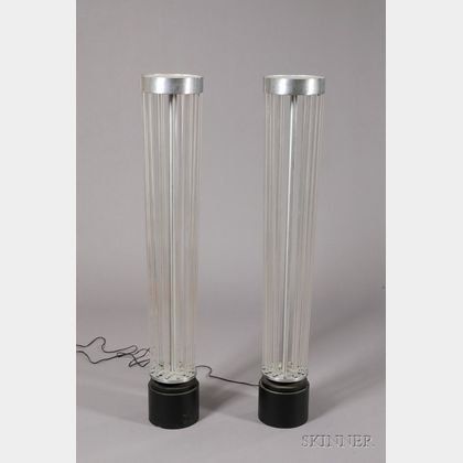 Pair of Tubular Glass and Metal Column Floor Lamps Auction Number 2439 ...